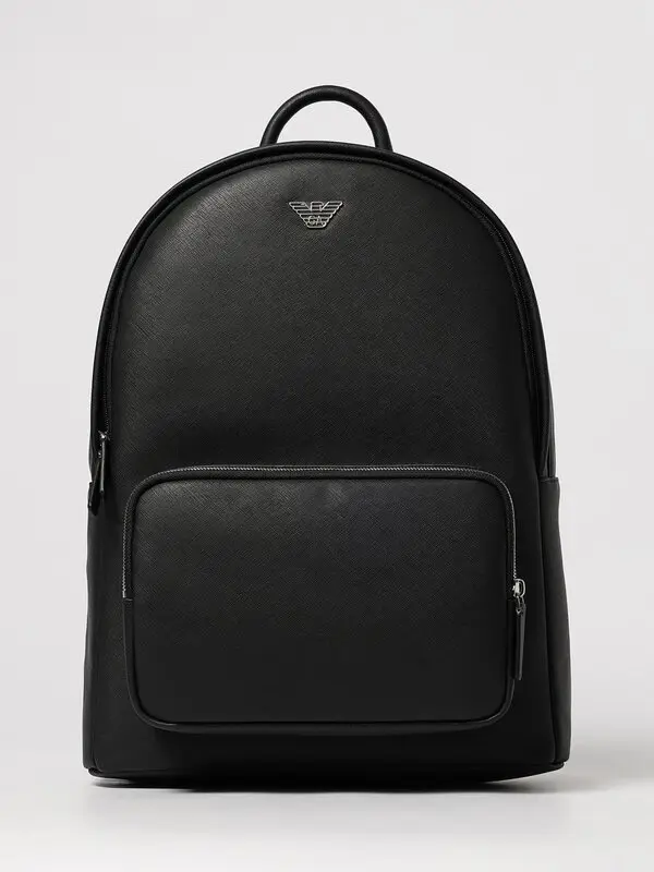 Emporio Armani Backpack In Saffiano Synthetic Leather - Black