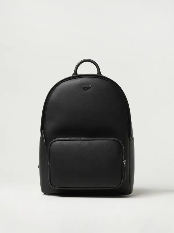 Emporio Armani Backpack In Saffiano Synthetic Leather - Black