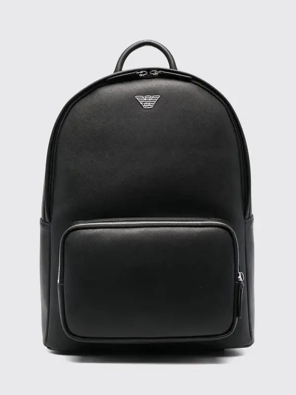 Emporio Armani Saffiano Leather Backpack - Black