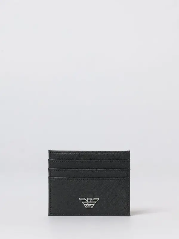 Emporio Armani Flat Regenerated Leather Card Holder With Six Card Slots - Black