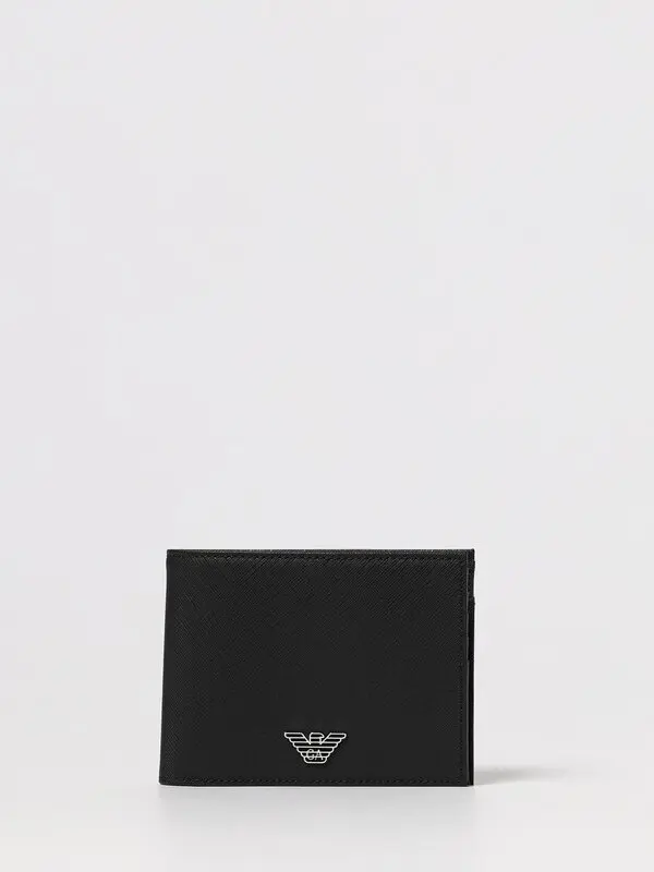 Emporio Armani Wallet In Saffiano Synthetic Leather - Black