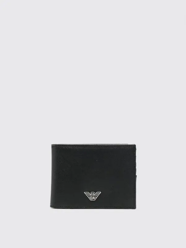 Emporio Armani Wallet In Saffiano Synthetic Leather - Black