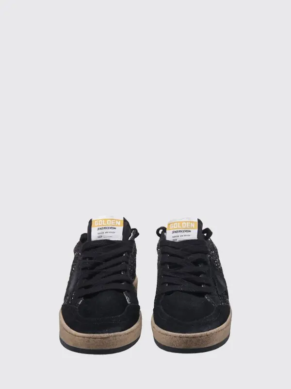 GOLDEN GOOSE Ball Star Leather Trainers With Glitter And Distressed Effect