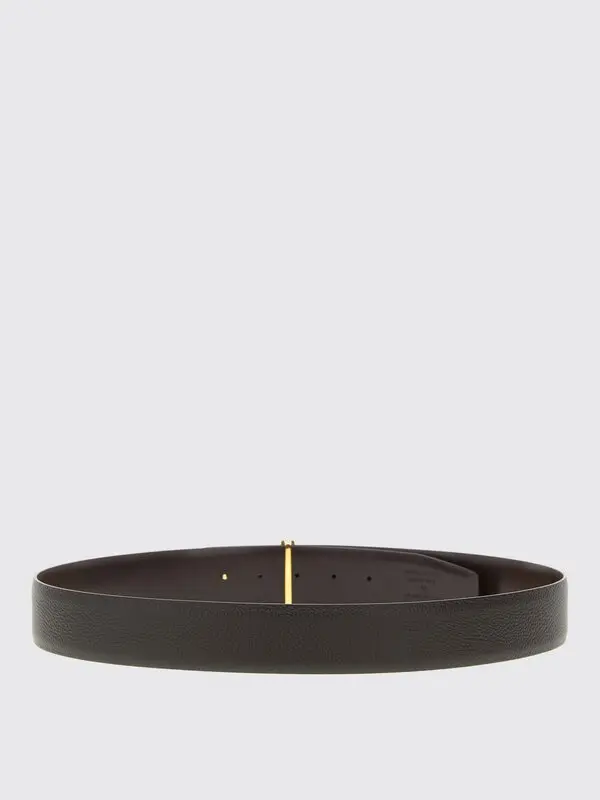 TOM FORD Belt With Gold Tone 't' Buckle - Brown