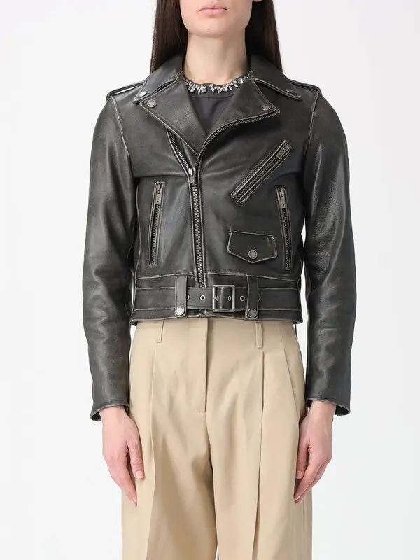 GOLDEN GOOSE Leather Biker Jacket - Black