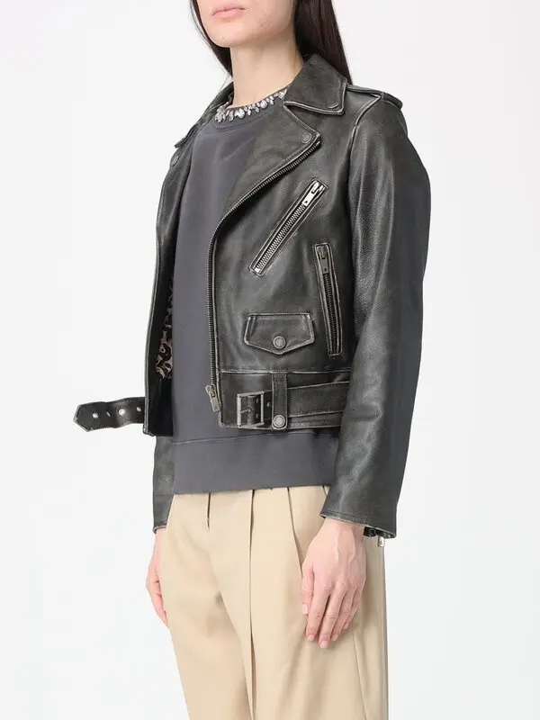 GOLDEN GOOSE Leather Biker Jacket - Black