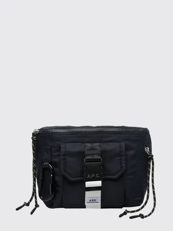 A.p.c. Nylon Bum Bag With Applied Logo And Zip Closure - Navy