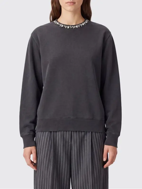 GOLDEN GOOSE Crystal-embellished Cotton Crewneck Jumper - Grey