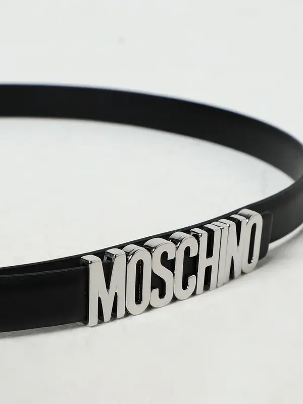 Moschino Skinny Logo Belt - Silver