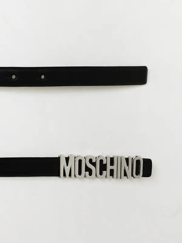 Moschino Skinny Logo Belt - Silver