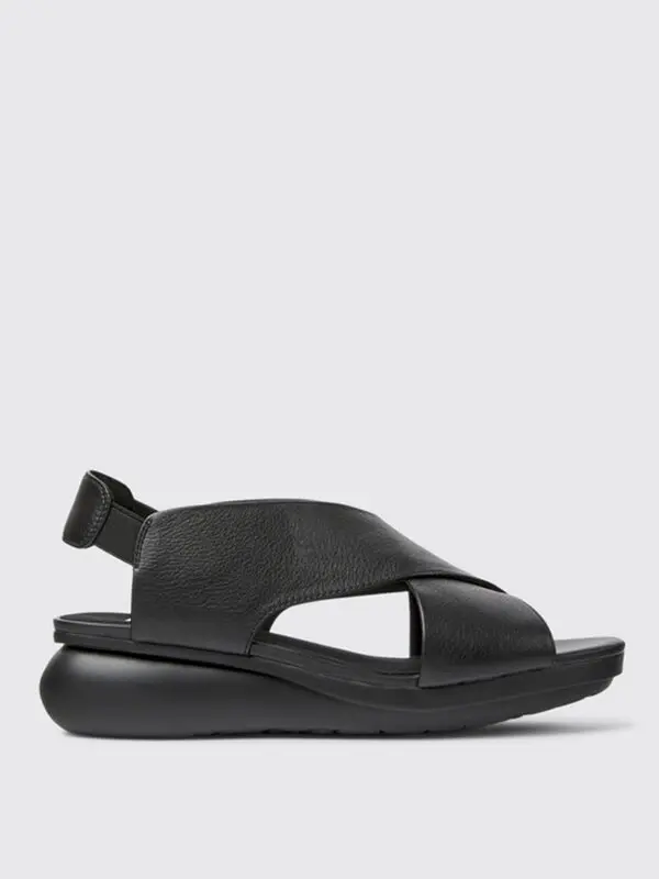 Camper Leather Balloon Heeled Sandals - Black