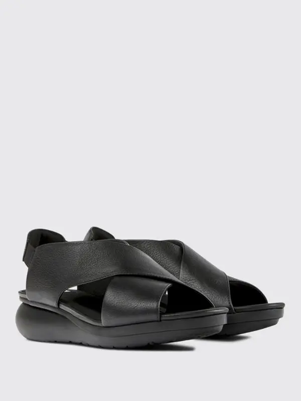 Camper Leather Balloon Heeled Sandals - Black