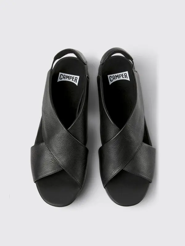 Camper Leather Balloon Heeled Sandals - Black