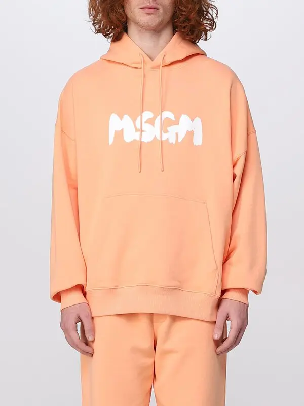 MSGM Cotton Sweatshirt With Logo - Orange