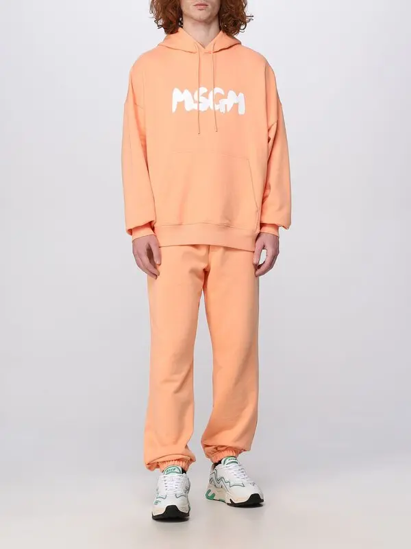 MSGM Cotton Sweatshirt With Logo - Orange
