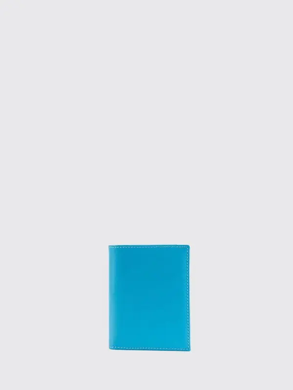 Comme Des Garçons Bifold Wallet In Sheepskin With Laminated Logo - Blue