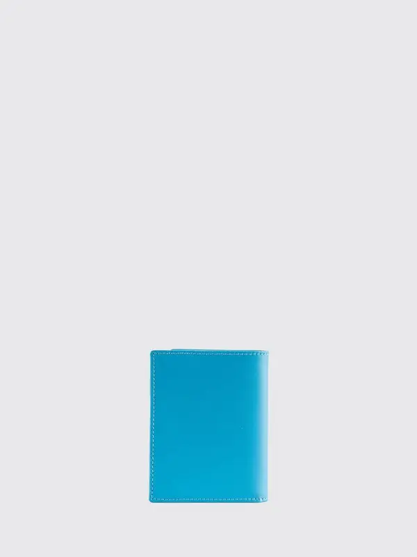 Comme Des Garçons Bifold Wallet In Sheepskin With Laminated Logo - Blue