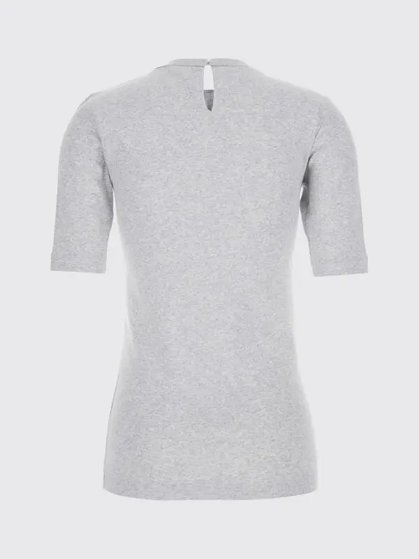 Brunello Cucinelli Stretch Cotton T-shirt With Monili Embellishment - Grey