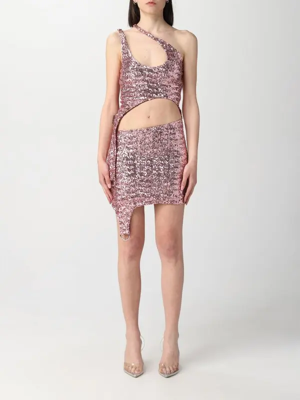 AMBUSH Sequined Cut-out Mini Dress - Peony