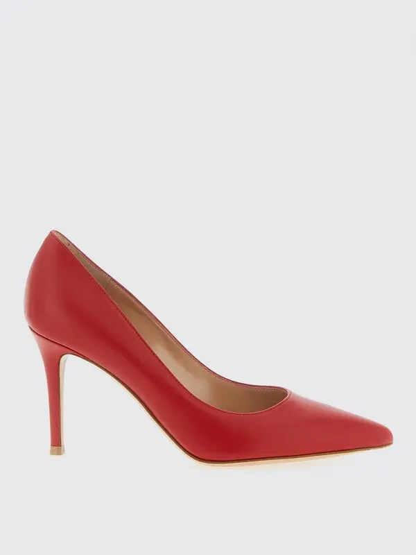 GIANVITO ROSSI Leather Pointed Toe High Heel Pumps - Red