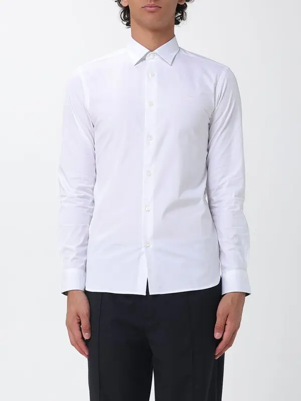 Burberry Slim Fit Stretch Cotton Poplin Shirt With French Collar - White