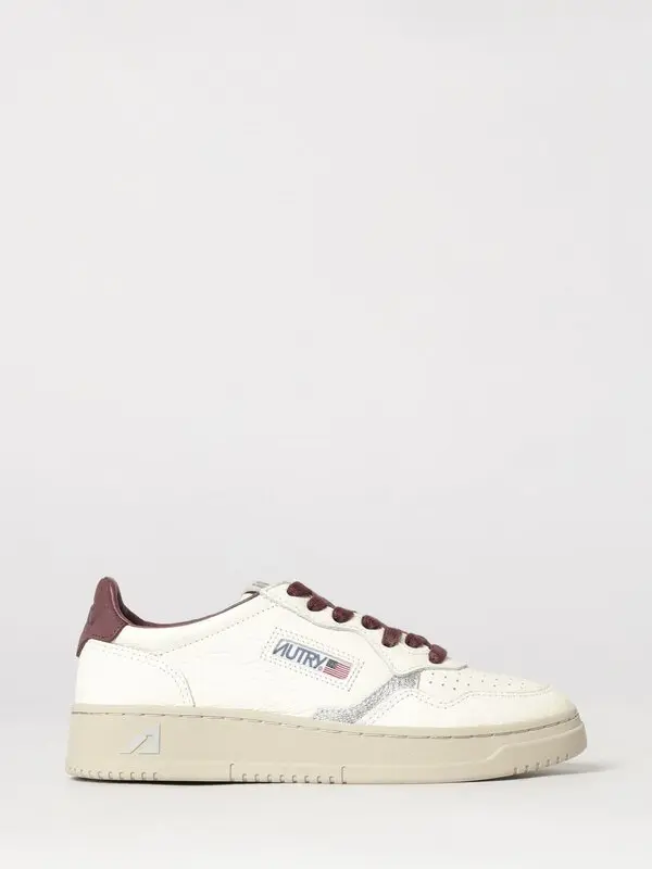 AUTRY Medalist Low Lace-up Leather Sneakers With Perforated Toe - Burgundy