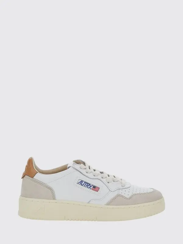 AUTRY Medalist Low Lace-up Leather Sneakers With Perforated Toe - Milk