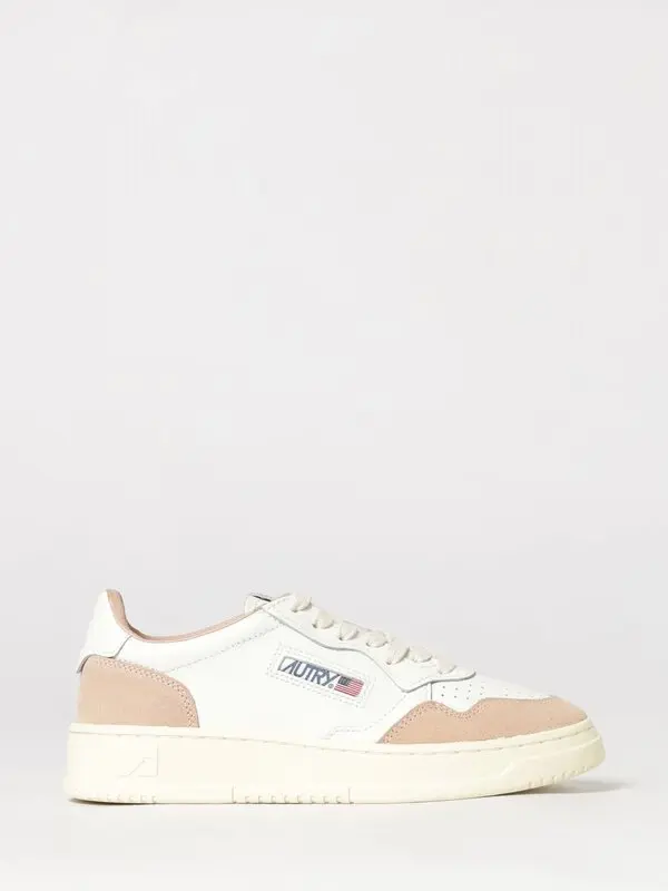 AUTRY Medalist Low Lace-up Leather Sneakers With Perforated Toe - Pink