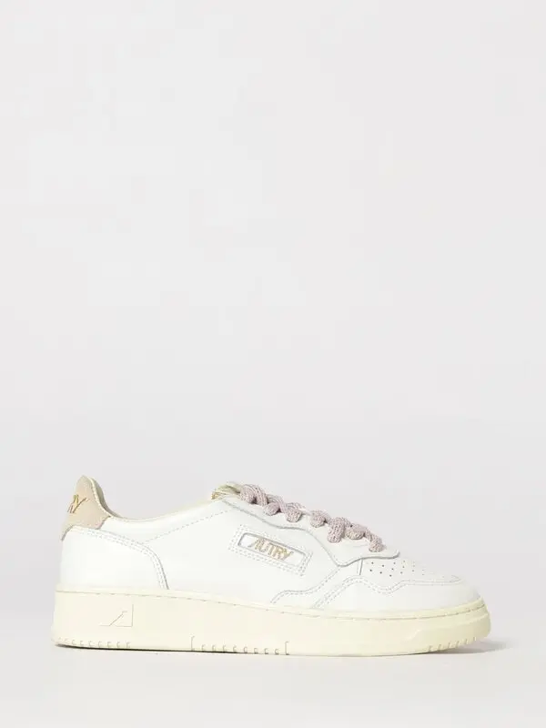 AUTRY Medalist Low Lace-up Leather Sneakers With Perforated Toe - Yellow Cream