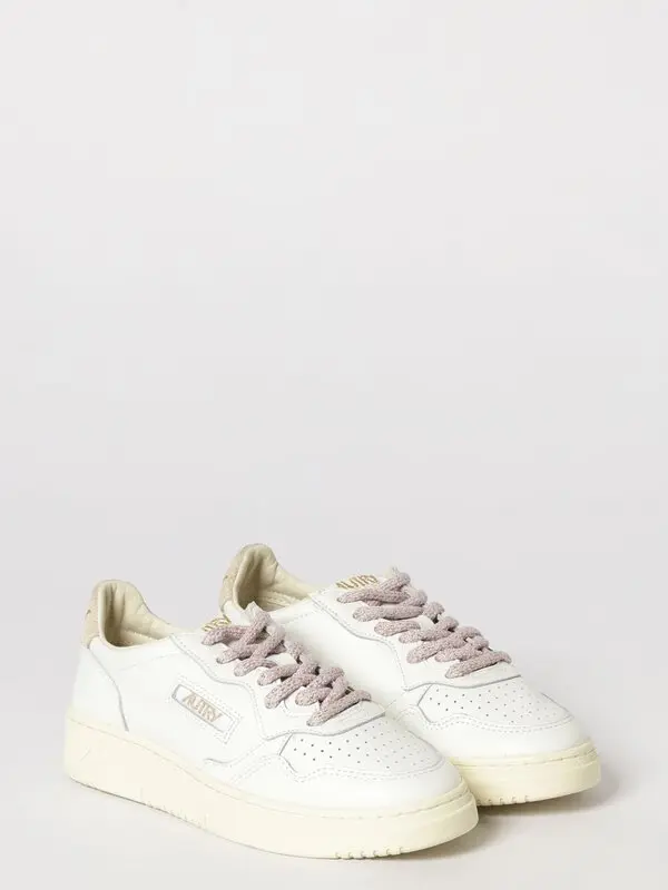 AUTRY Medalist Low Lace-up Leather Sneakers With Perforated Toe - Yellow Cream
