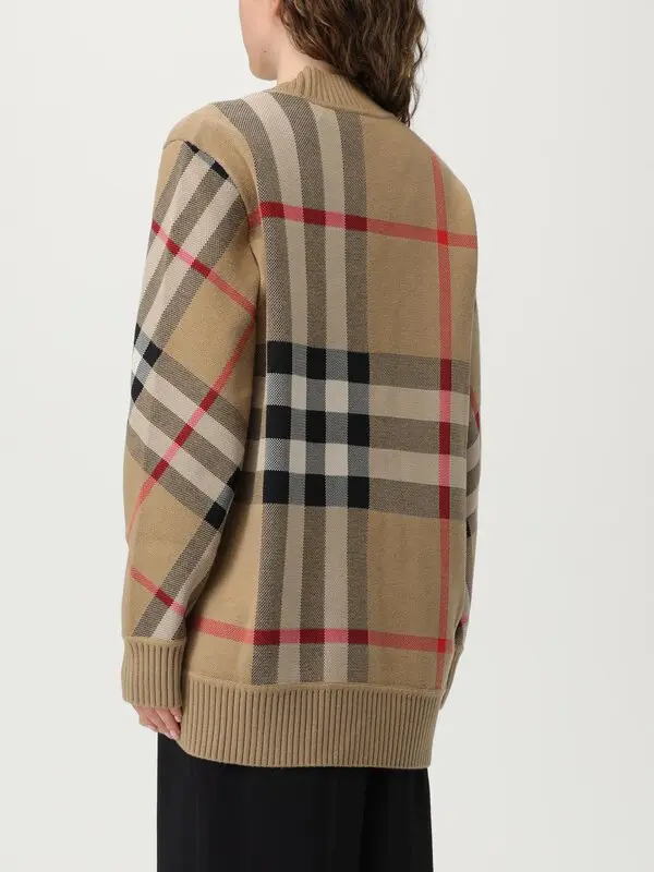 Burberry Checked Cardigan - Beige