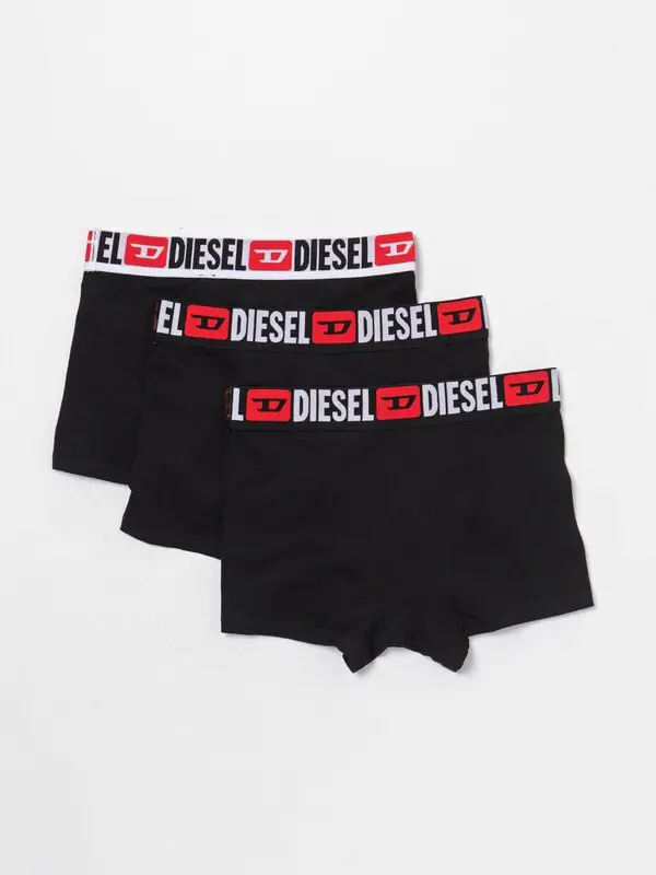 DIESEL Set Of 3 Boxer Shorts In Stretch Cotton - Black