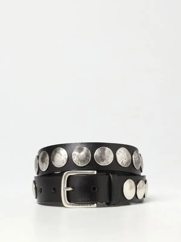 Golden Goose Leather Belt With Antiqued Studs - Black