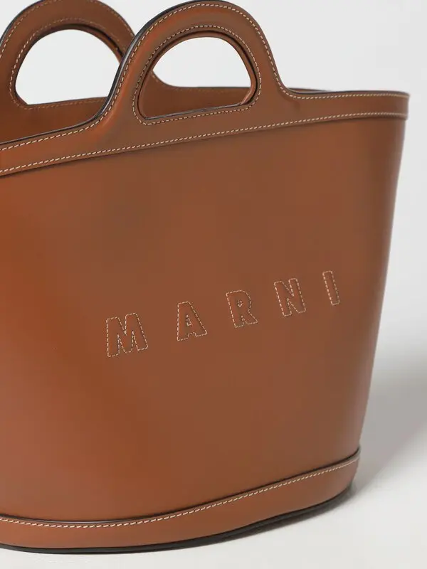 Marni Leather Tote Bag - Brown
