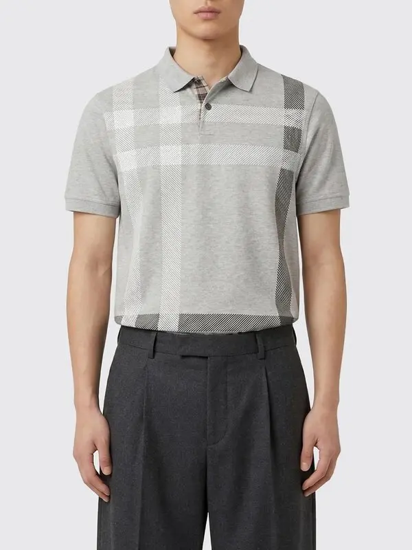 Barbour Casual Polo Shirt In Cotton With Check Motif - Grey