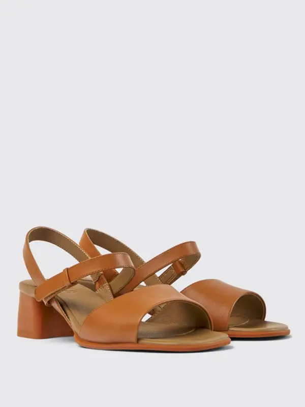 Camper Katie Heeled Sandals In Leather - Brown