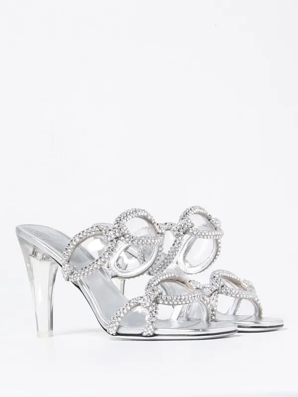 Valentino Garavani Rhinestone Embellished Satin Heeled Sandals