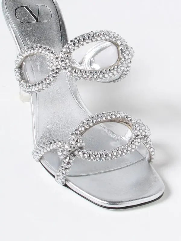 Valentino Garavani Rhinestone Embellished Satin Heeled Sandals