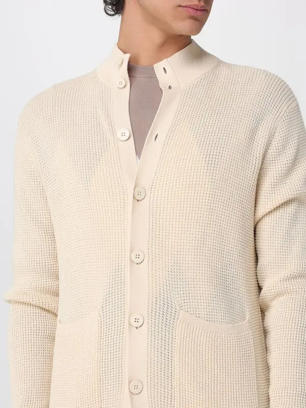 BALLANTYNE Cotton Button-up Cardigan With Turtleneck Collar - Beige