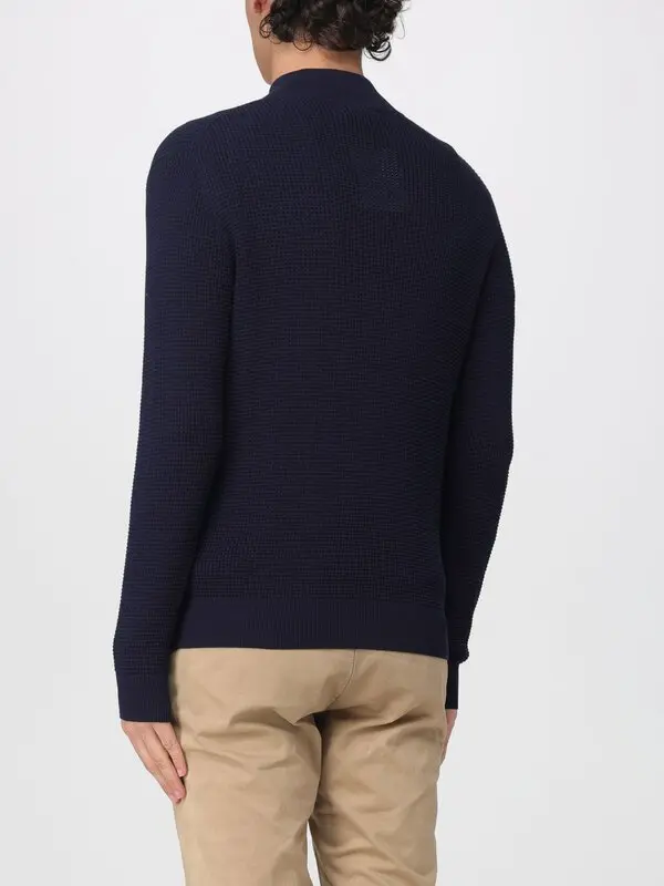BALLANTYNE Cotton Button-up Cardigan With Turtleneck Collar - Blue