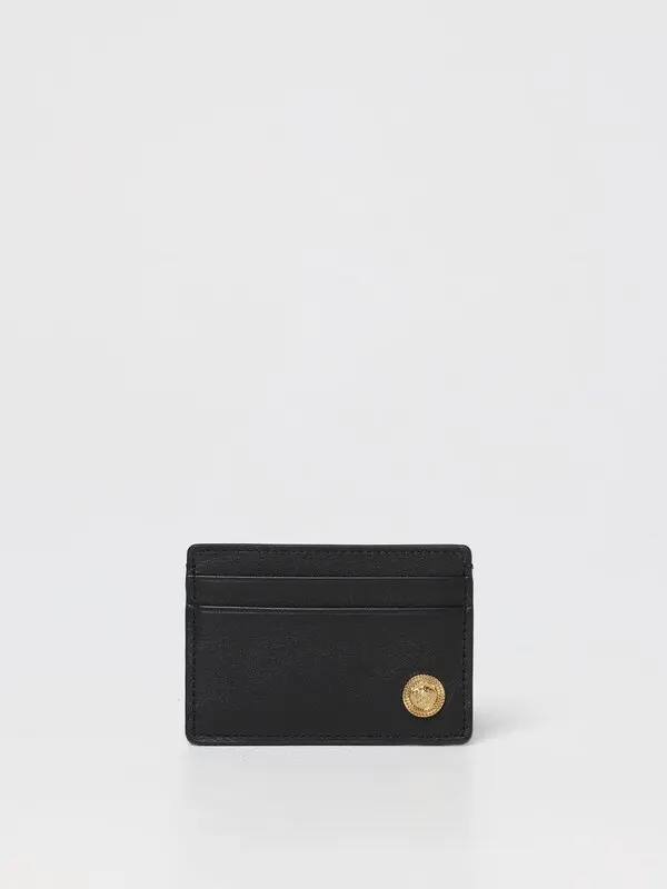 Versace Credit Card Holder In Smooth Leather - Black