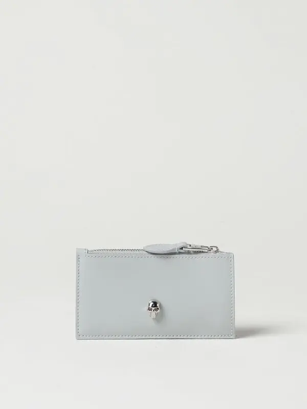 Alexander McQueen Skull Credit Card Holder In Leather - Ice
