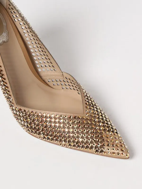 Rene Caovilla Ginger Pumps In Perforated Satin With Rhinestones