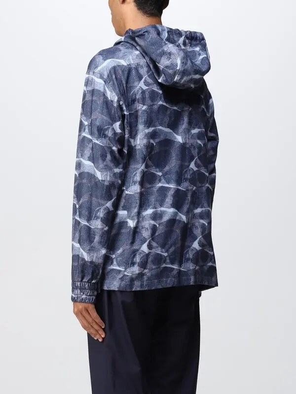 Kiton Printed Hooded Zip-up Sweatshirt