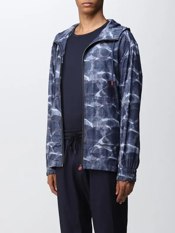 Kiton Printed Hooded Zip-up Sweatshirt
