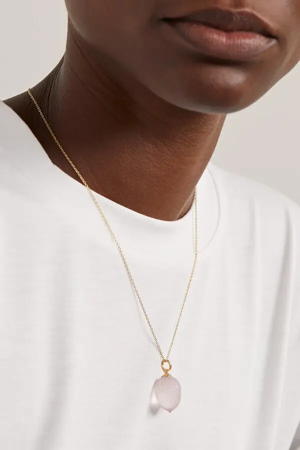 OLE LYNGGAARD COPENHAGEN Acorn Rose Quartz Necklace