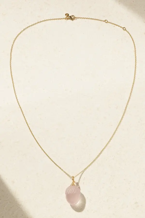 OLE LYNGGAARD COPENHAGEN Acorn Rose Quartz Necklace