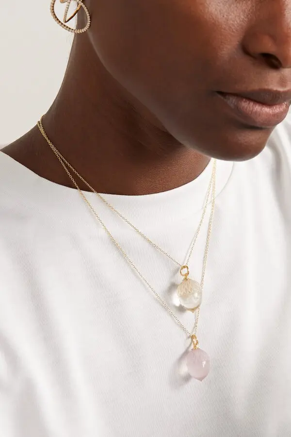 OLE LYNGGAARD COPENHAGEN Acorn Rose Quartz Necklace
