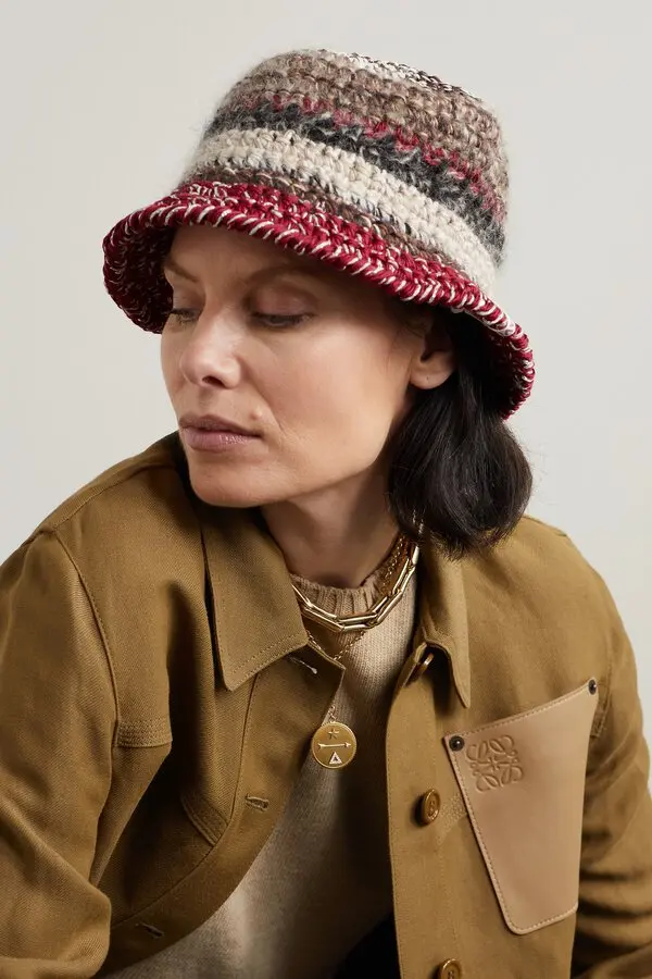 ULTRAVIOLHAT Crocheted Cotton-blend And Raffia Bucket Hat