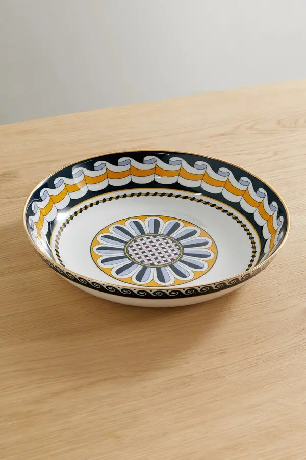 La DoubleJ Napoli Printed Poreclain Pasta Bowl - Blue
